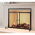 Amazon.com: Calidola Flat Fireplace Screen with Doors,Solid Wrought ...