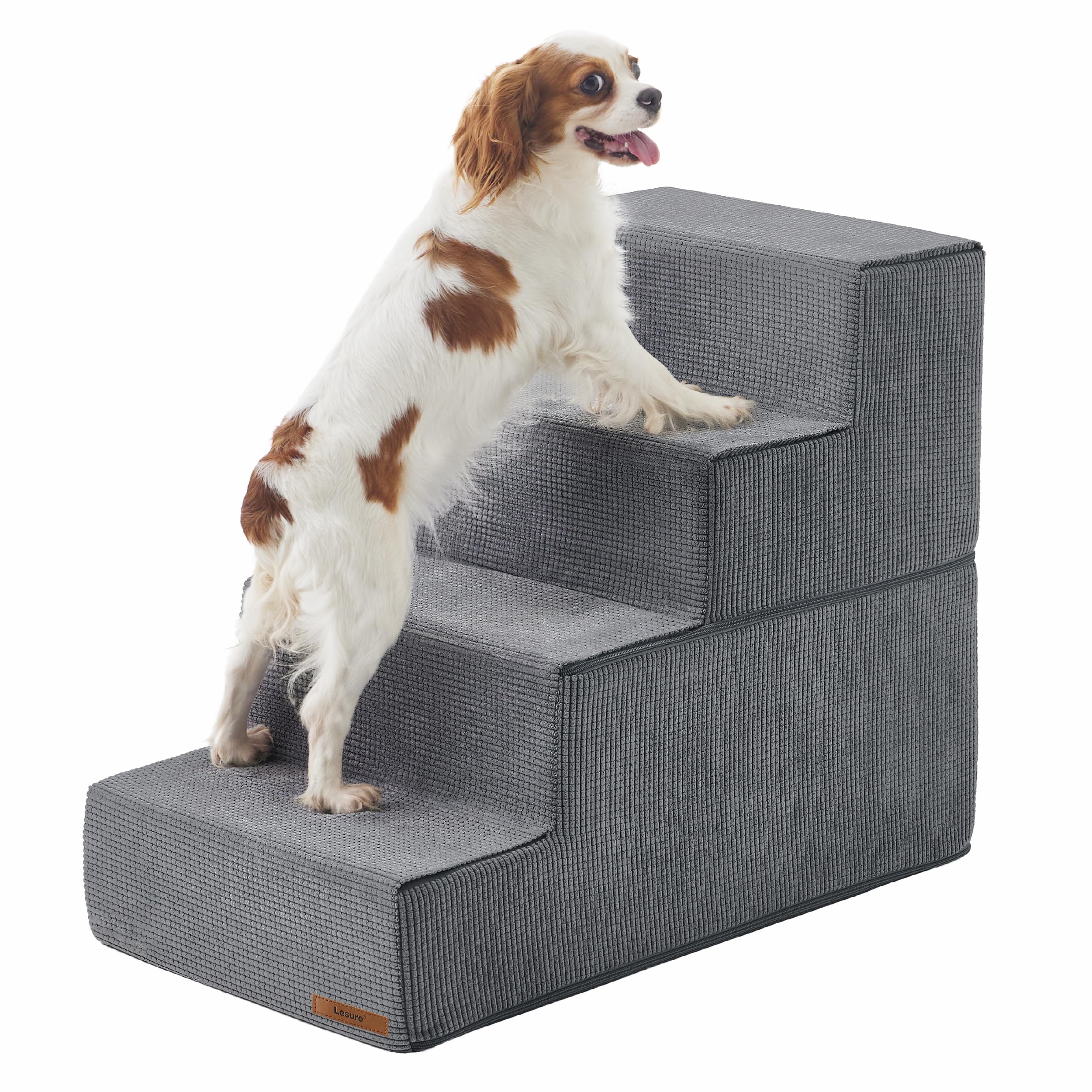 Lesure Dog Stairs for High Beds Extra Wide Foldable Pet Steps 4-Steps ...