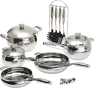 Amazon.com: Edge Cookware 17 Piece Stainless Steel Cookware Set: Home ...
