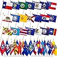 Amazon.com : LoveVC 50 State Flags Set on Wood Stick Small Mini Hand ...