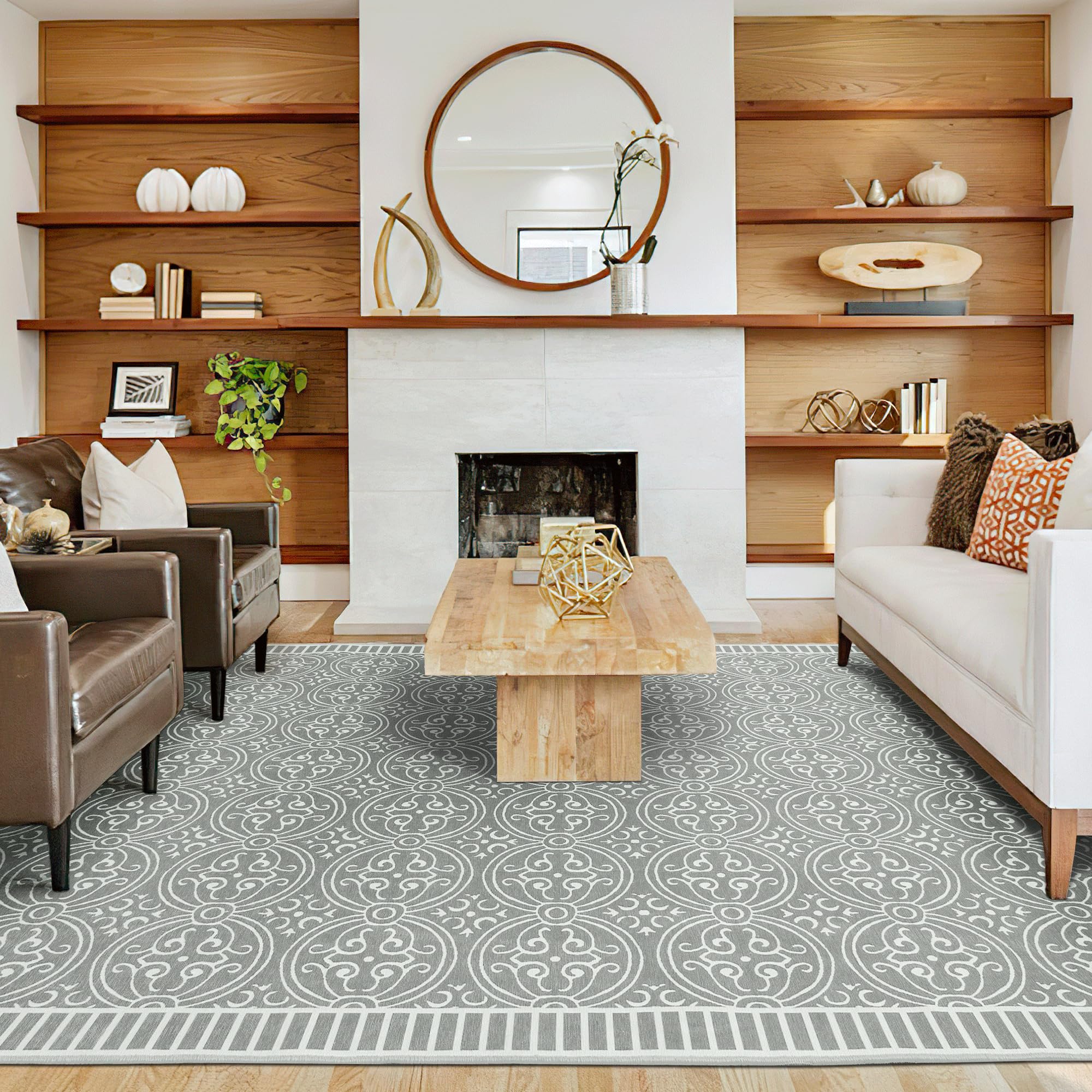 RYB HOME 5x8 Washable Area Rug for Living Room, Modern None Slip Soft ...