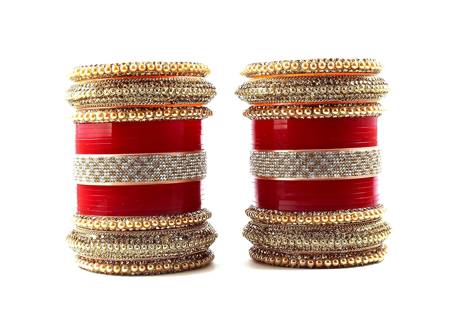 Buy Imprexis Store Red and Golden Punjabi Chuda Dulhan Chuda for Women ...