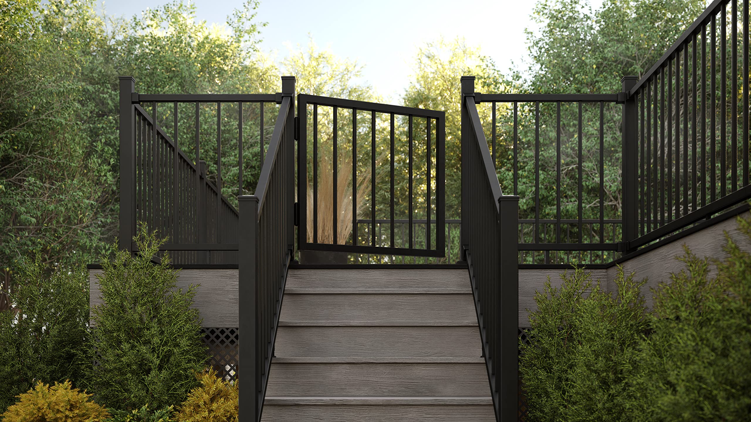 Fortress Inspire Railing 32.5-in. x 6-ft. Aluminum Black Sand Stair ...