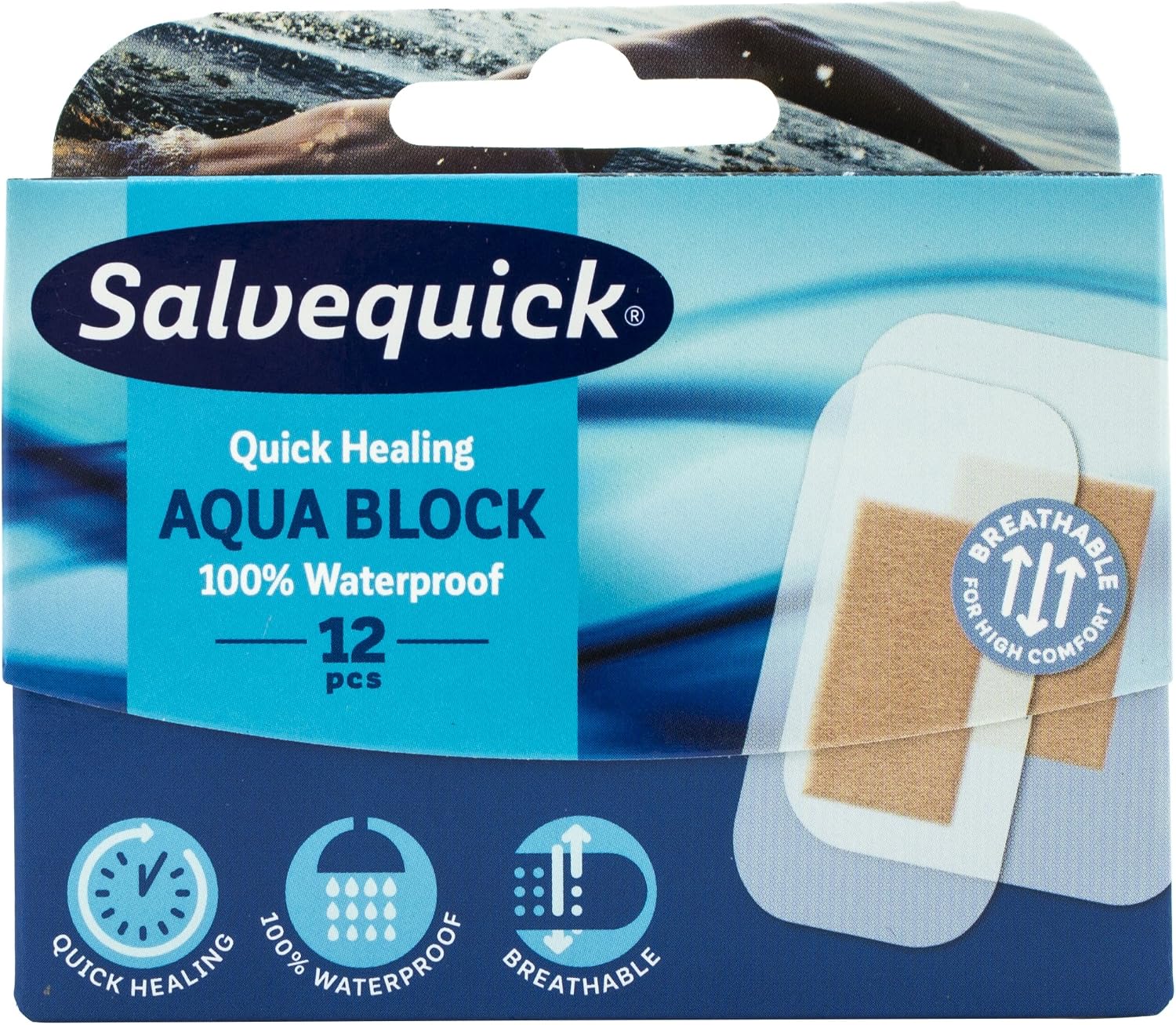 Salvequick ® | Aqua Block 12 | 100% Waterproof Plaster that Allows the ...