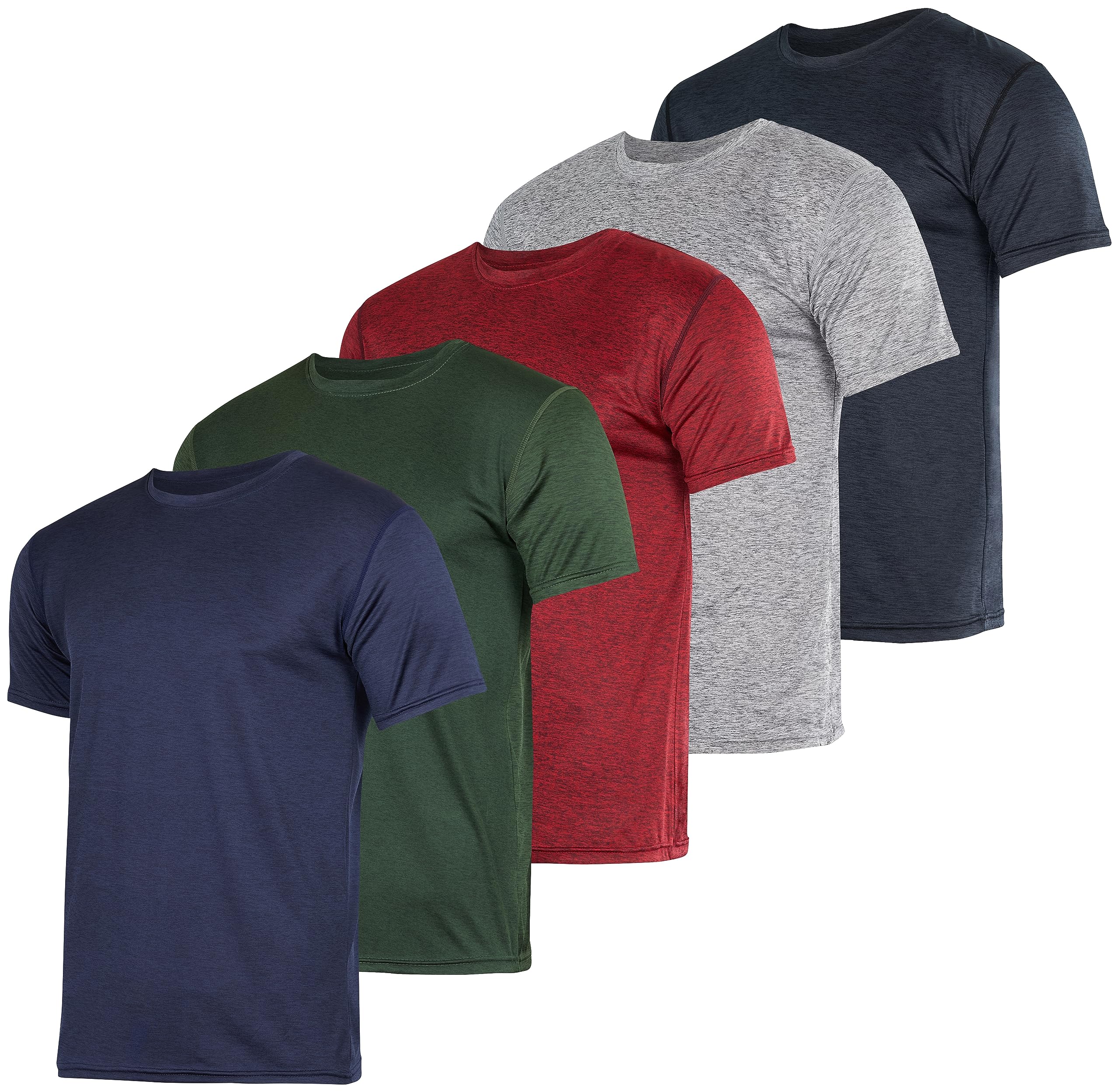 5 Pack Men’s Active Quick Dri Dry Fit Crew Neck T Shirts Athletic ...