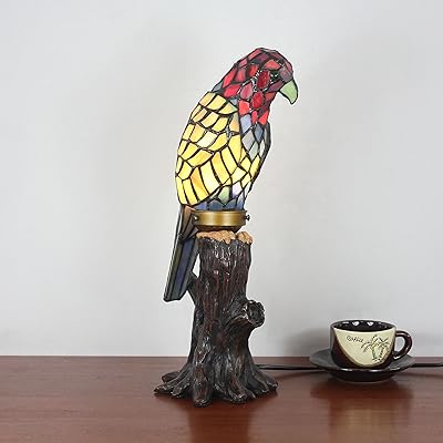 Tiffany Style Stained Glass Table Lamp: 13.5 Inch Red Cardinal ...