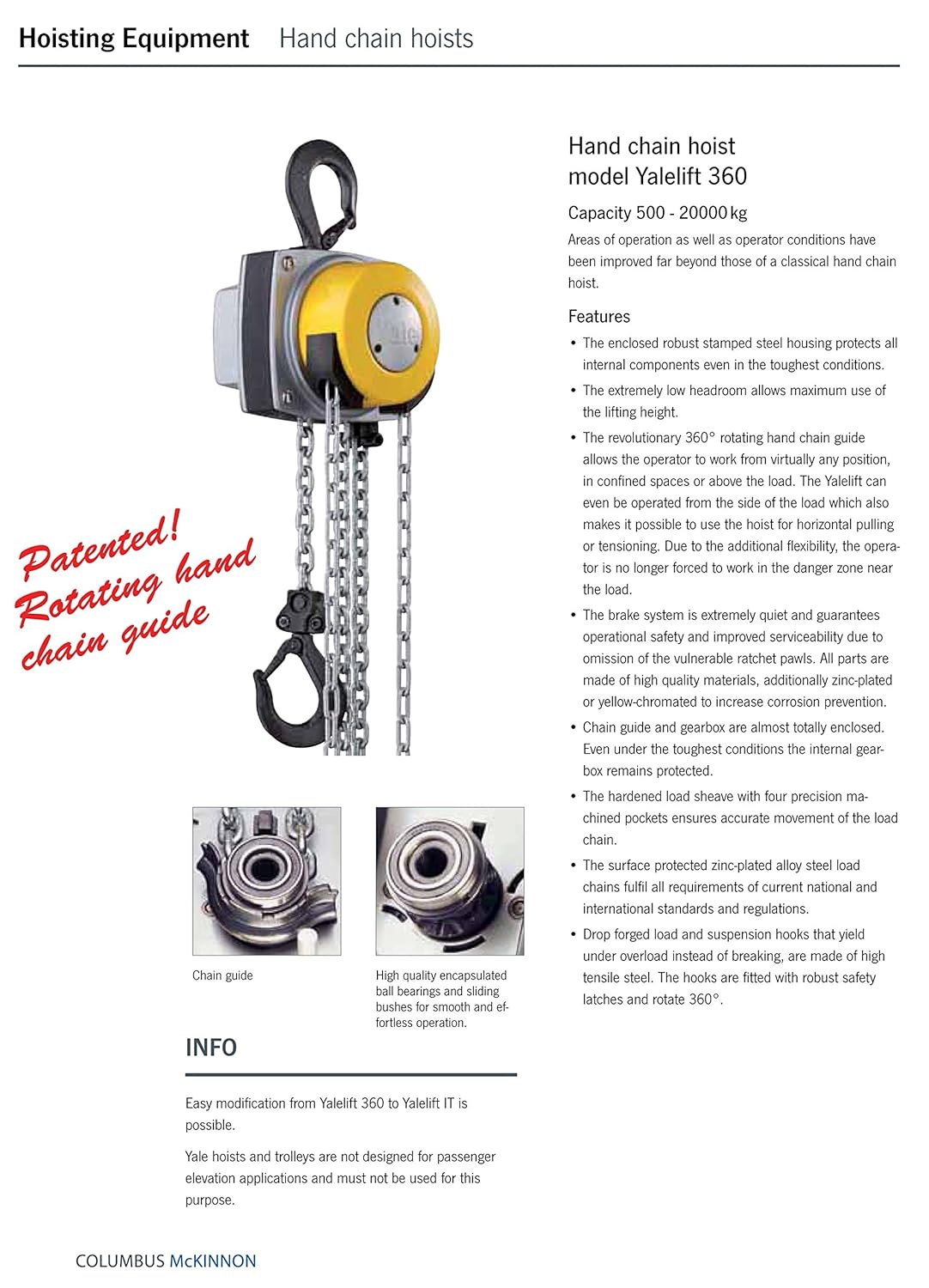 Yale YL360 1000kg 3m CR Hand Chain Hoist with Chain Container, 360 ...