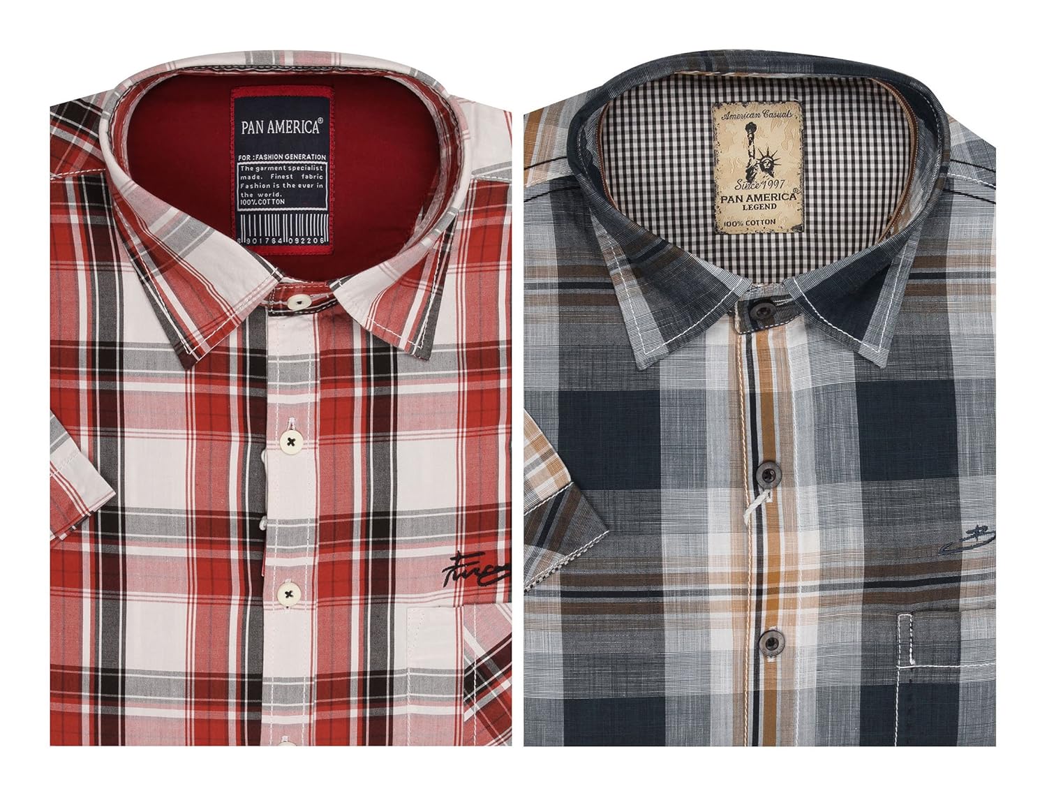 Buy Pan America Men's Casual Shirts- Pack of 2 (Pan america-29--XXL ...