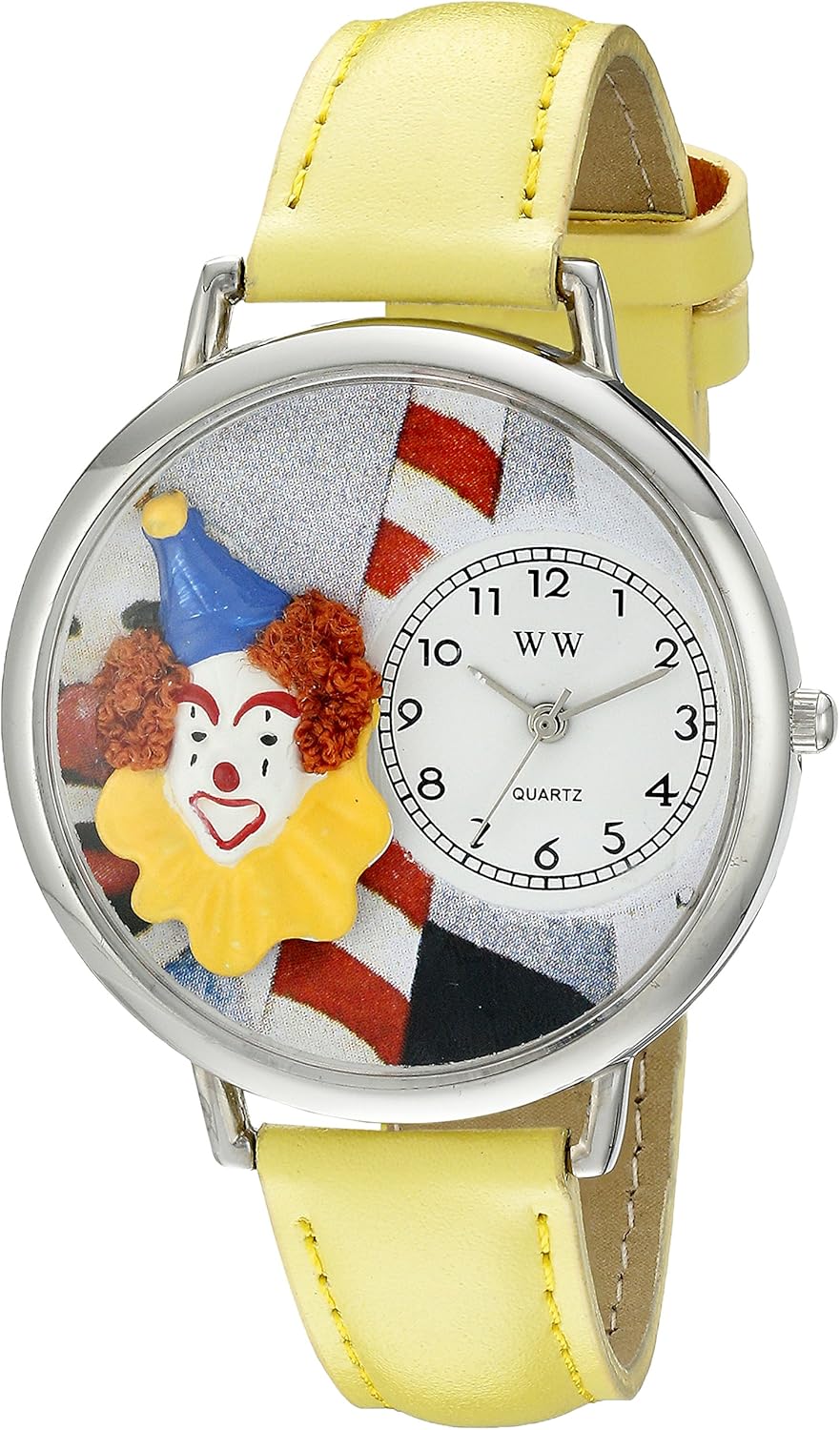Whimsical Watches Unisex U0210002 Clown Face Yellow Leather Watch ...