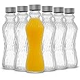 Amazon.com: JoyJolt Fluted Glass Water Bottles Set of 6-18 oz Glass Bottles with Stainless Steel ...