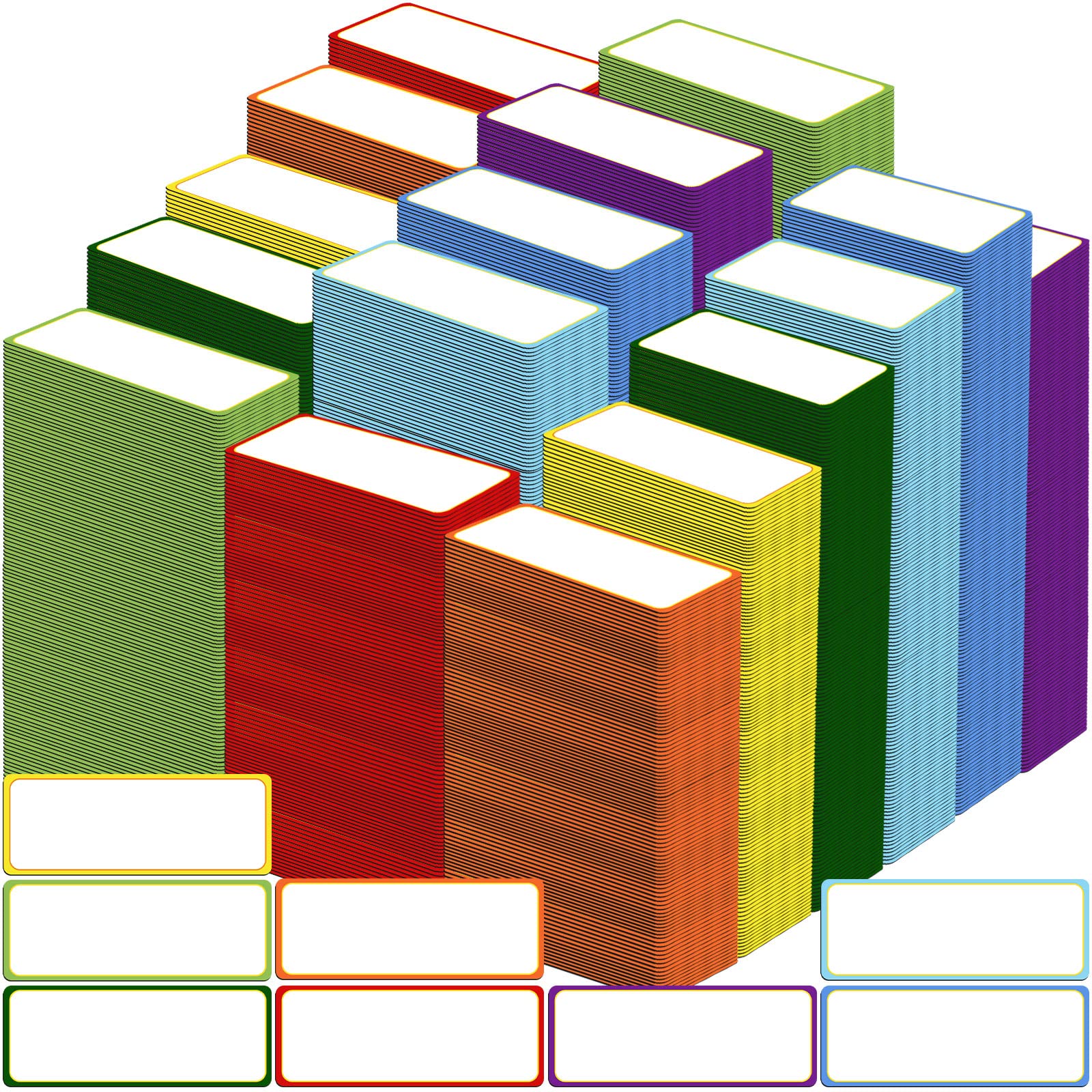 Yexiya 1000 Pieces Magnetic Dry Erase Labels Rainbow Color Name Tags ...