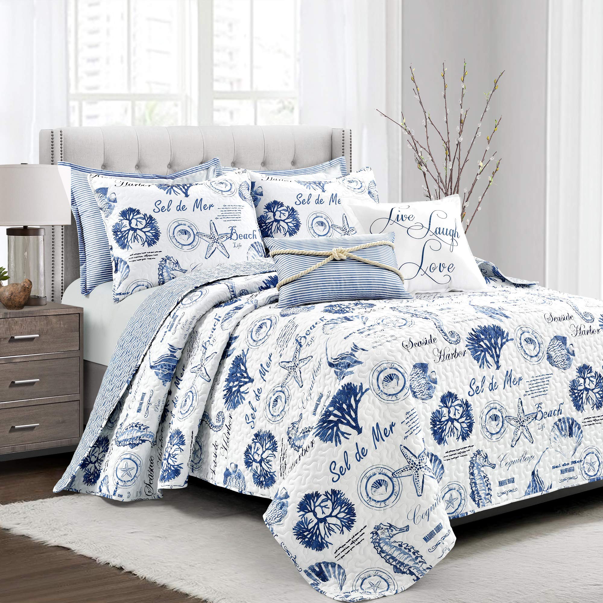 Lush Decor Harbor Life Reversible Quilt Set, 7 Piece Set, Full/ Queen ...