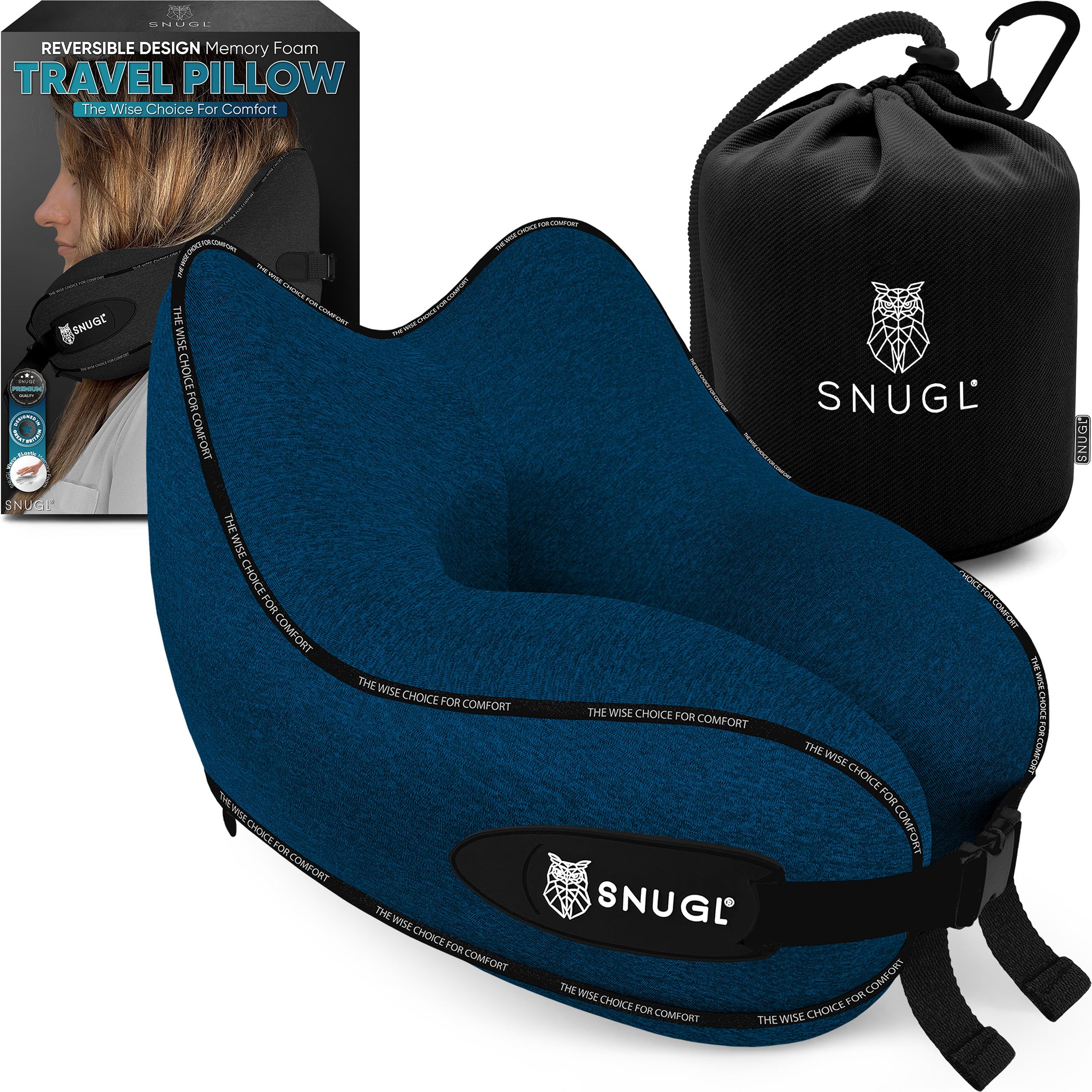SNUGL Neck Travel Pillow - Memory Foam Airplane Pillow - Flight Pillow ...