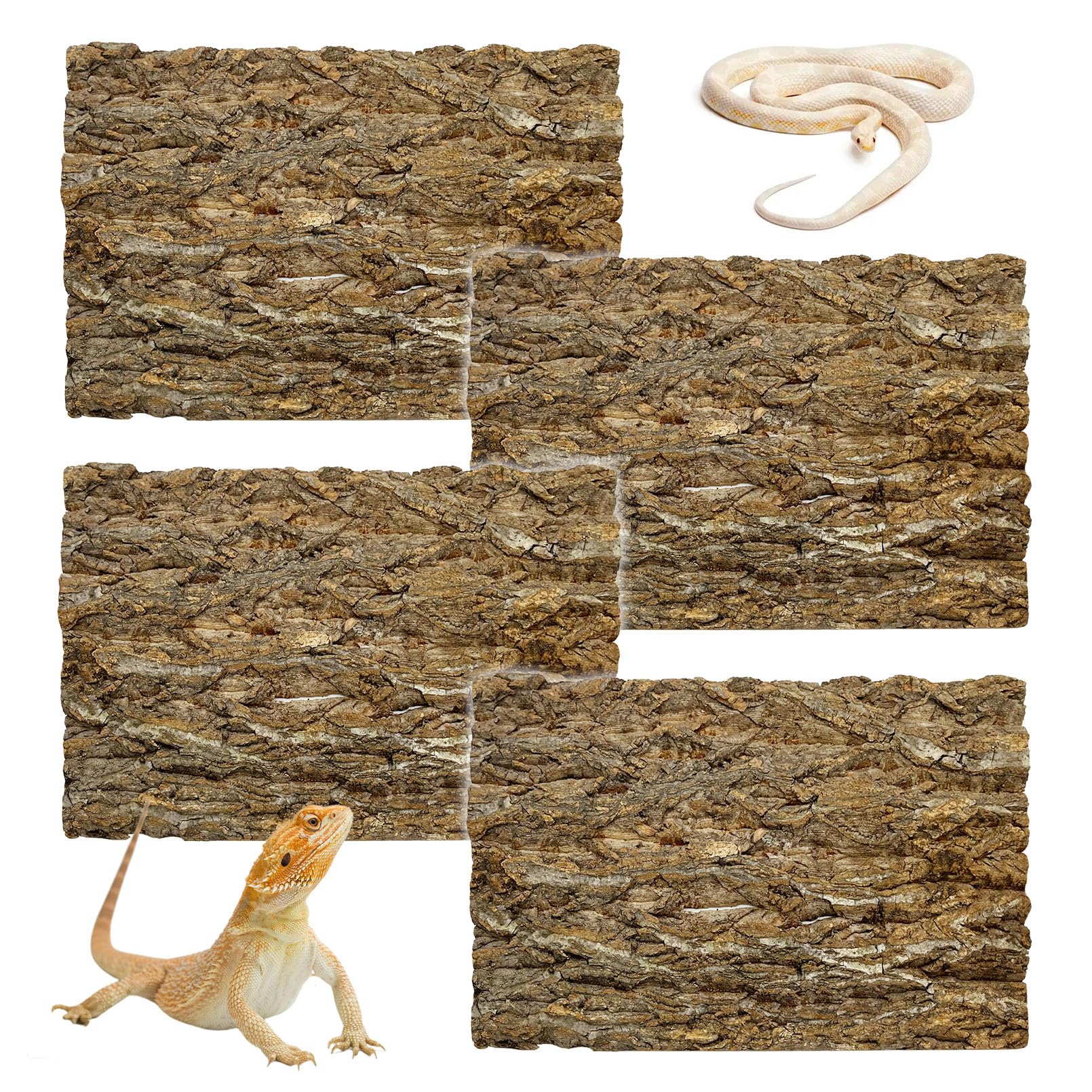 kathson 4PCS Cork Tile Background Bark 11.8”Lx7.9”W Reptile Tank ...