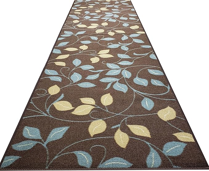 Amazon.com: Custom Cut 22-inch Wide by 8-feet Long Runner, Brown Floral ...