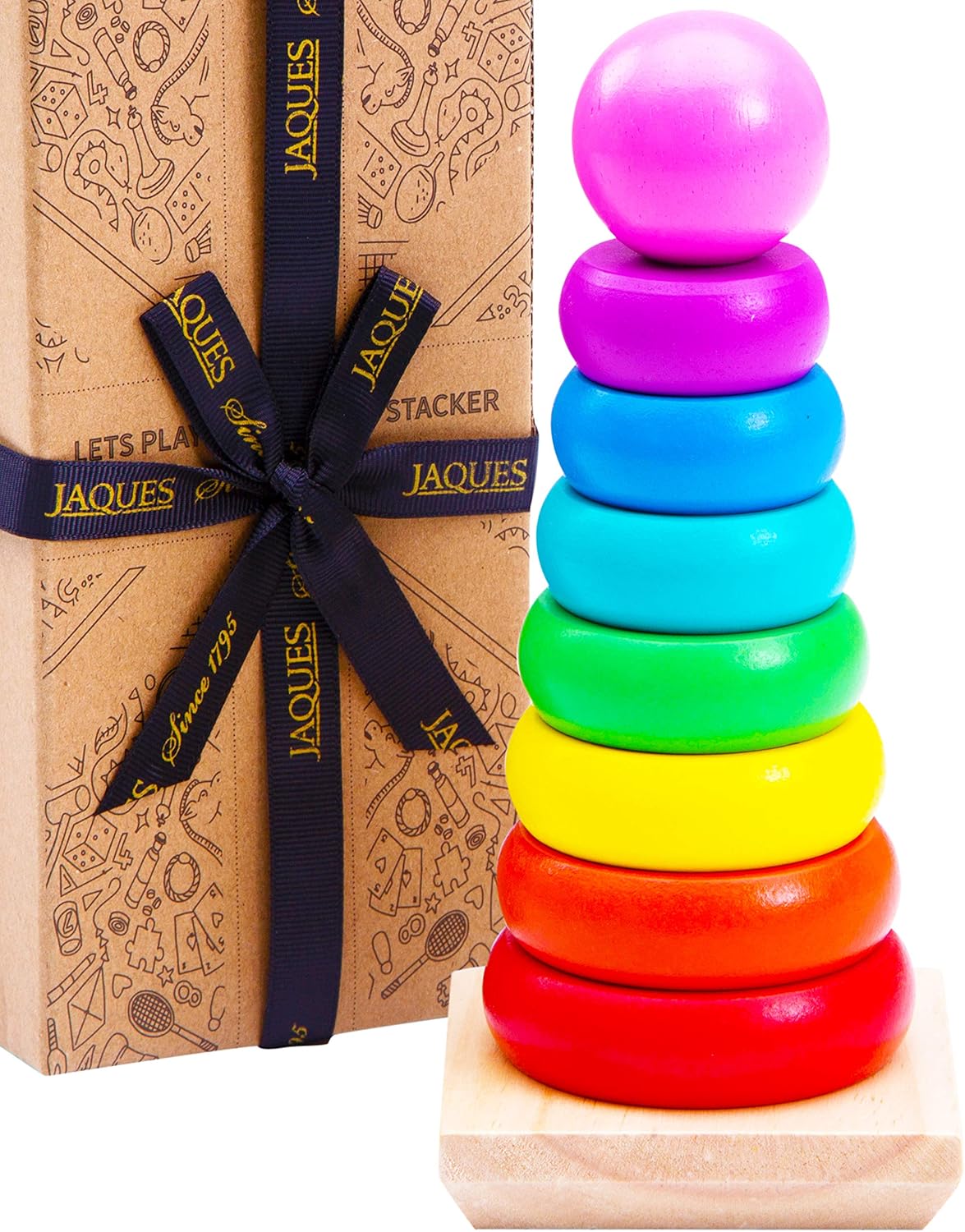 Jaques of London Rainbow Stacking Toy | Wooden Shape Sorter Toys for 1 ...