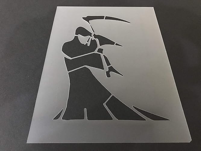 Amazon.com: Grim Reaper Stencil #1 Reusable 10 mil Thick 8in x 10.5in ...