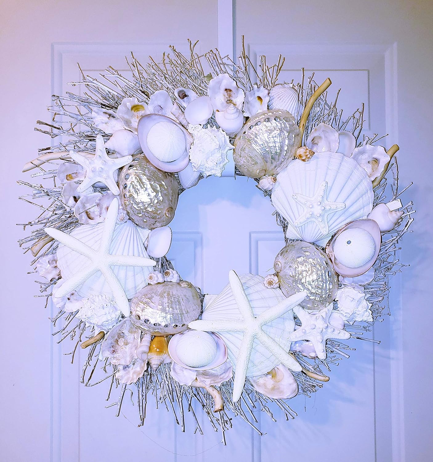 Amazon.com: 21" Sea Shell Wreath on Birch Twig with Highly Polished ...