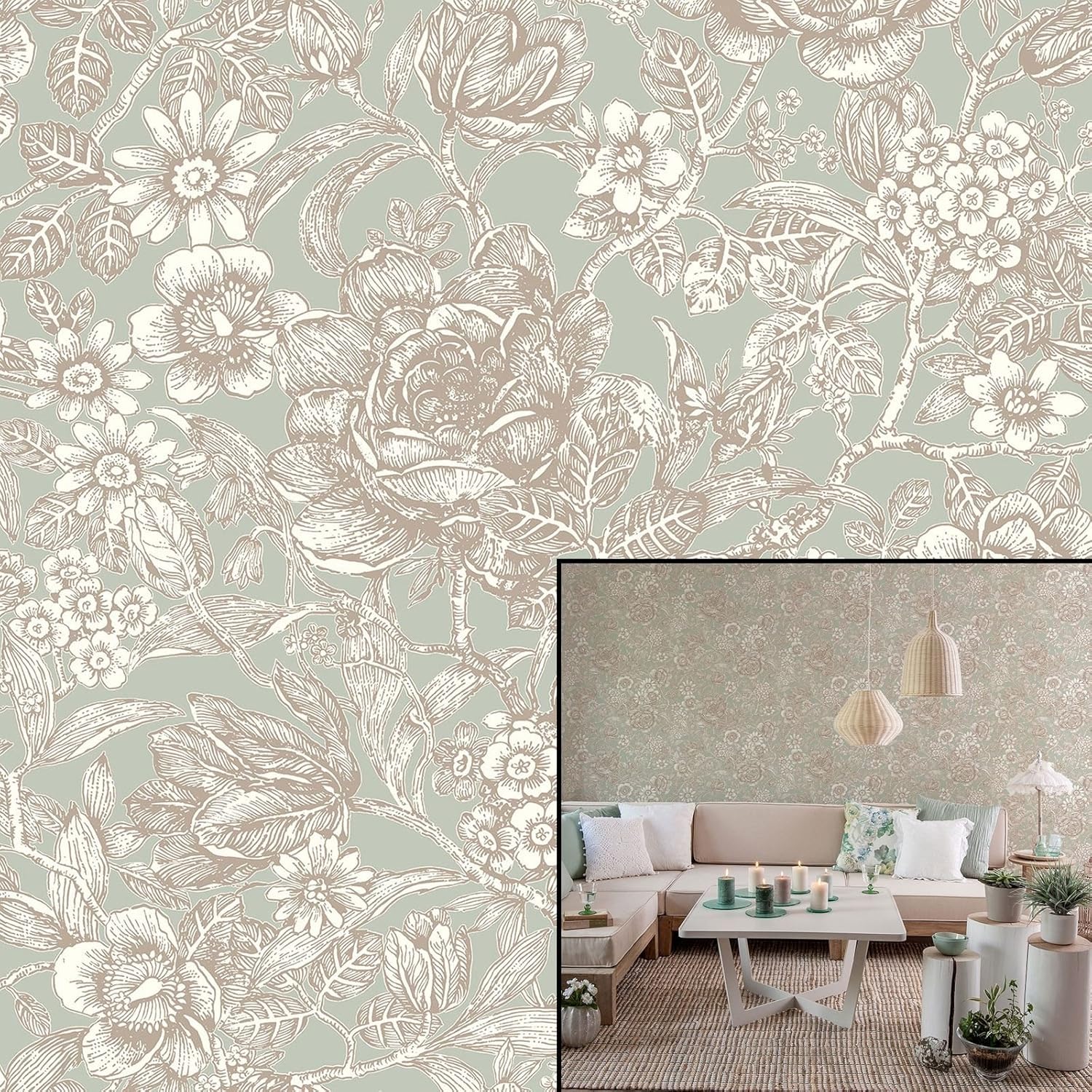 Crown Wallcoverings Wild Hedgerow Wallpaper Light Moss M1185 Full Roll – BigaMart