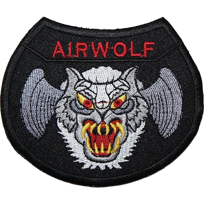 Airwolf Logo Badge Embroidered Patch Black 3.5" Sew-on or Iron-on ...