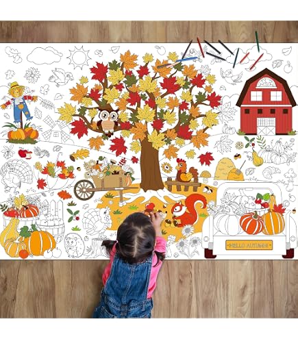 Autumn Activity Poster For Kids Hello Fall Jumbo Coloring Poster - 46 ...