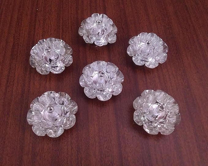 Buy Gifts Paradise - Silver Plated Floral Deepa (Set of 6 Pcs) | German ...