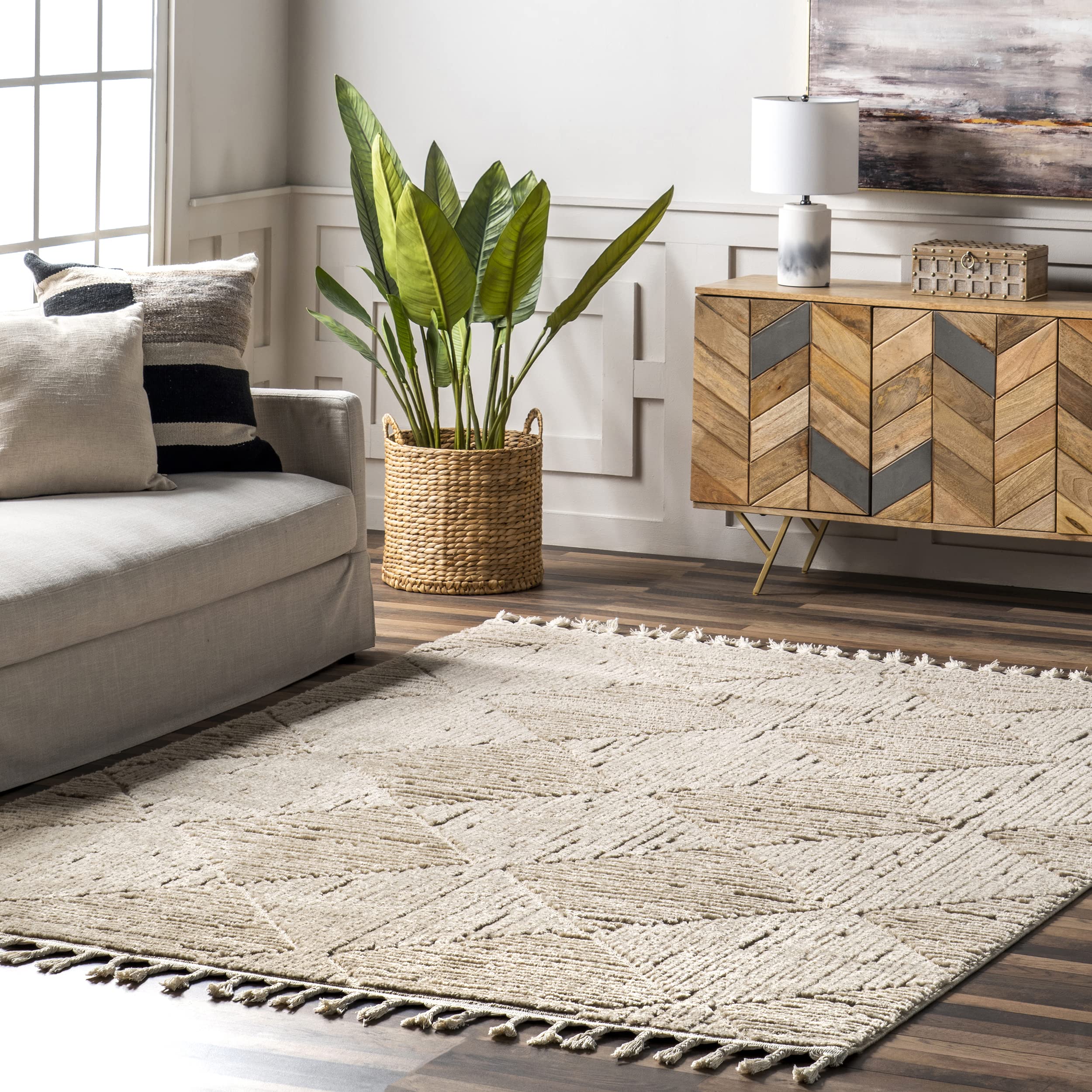 nuLOOM Kerry Geometric 7x9 Area Rug for Living Room Bedroom Dining Room ...