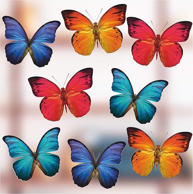 8 Large Butterfly Window Sticker Decorations - Beautiful Double Sided ...