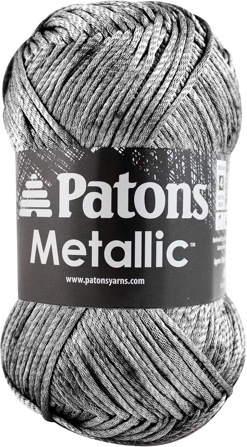 Patons Metallic Yarn - (4) Medium Gauge - 3 oz - Pewter - For Crochet ...
