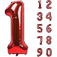 Amazon.com: 40 Inch Red Big Number 1 Birthday Party Decorations Foil ...