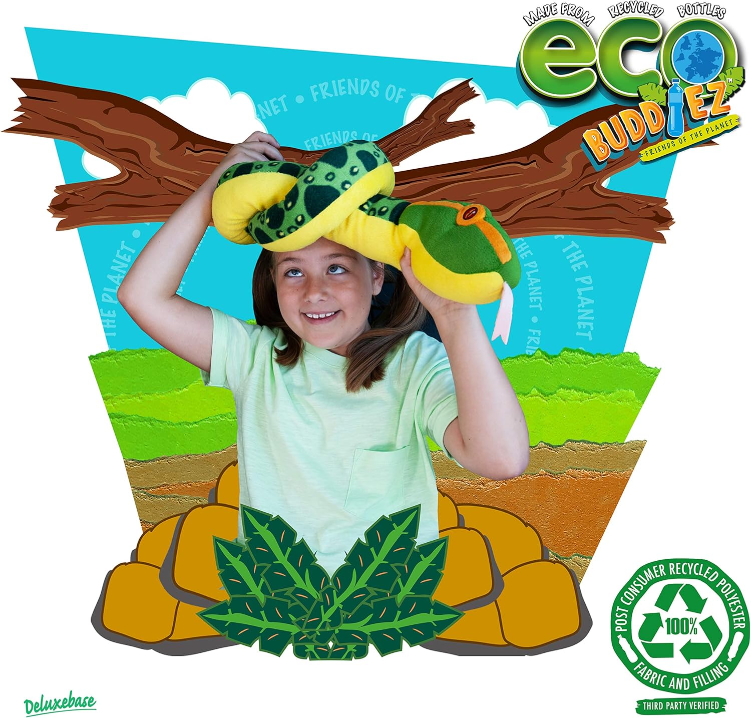 EcoBuddiez Sssnakes – Anaconda from Deluxebase. 140cm Soft Toy Snake ...