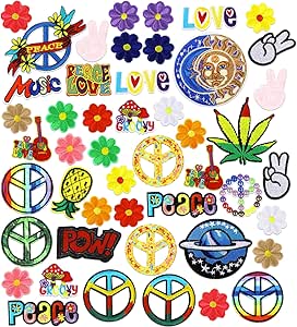 Amazon.com: 48 Pcs Iron On Patches Vintage Hippie Embroidered Patches ...