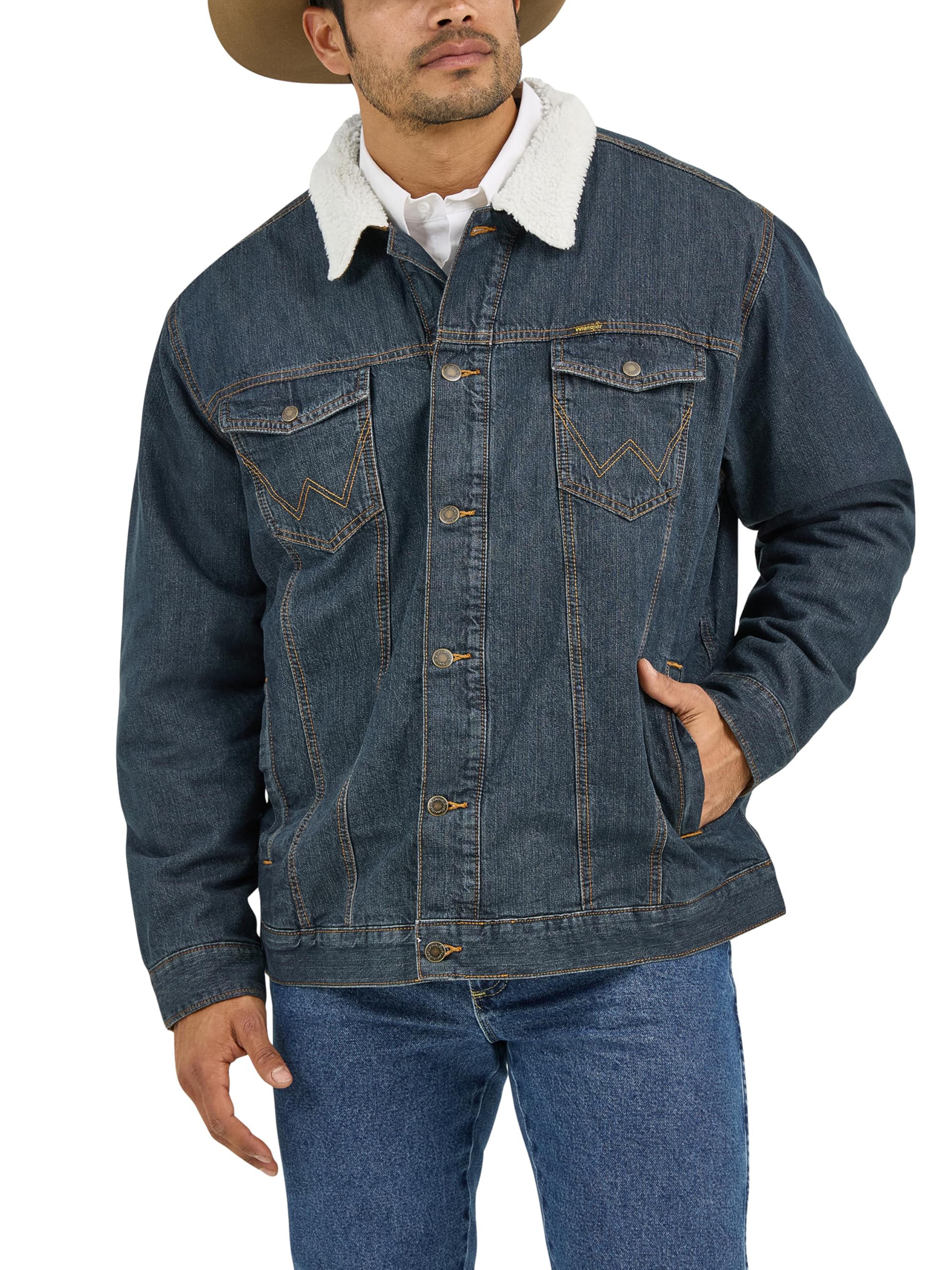 Wrangler Men's Cowboy Cut Western Lined Denim Jacket, Rustic, Medium ...
