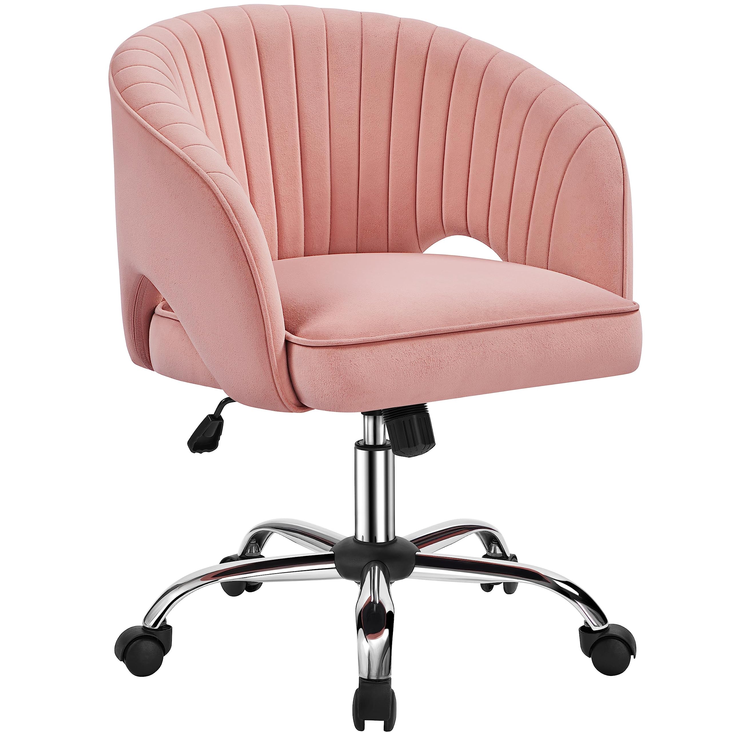 Yaheetech Pink Desk Chair Cute Vanity Chair with Back & Modern Swivel ...