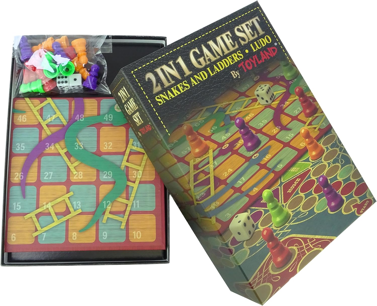 Toyland® 2 in 1 Family Board Game Set – Snakes & Ladders and Ludo ...