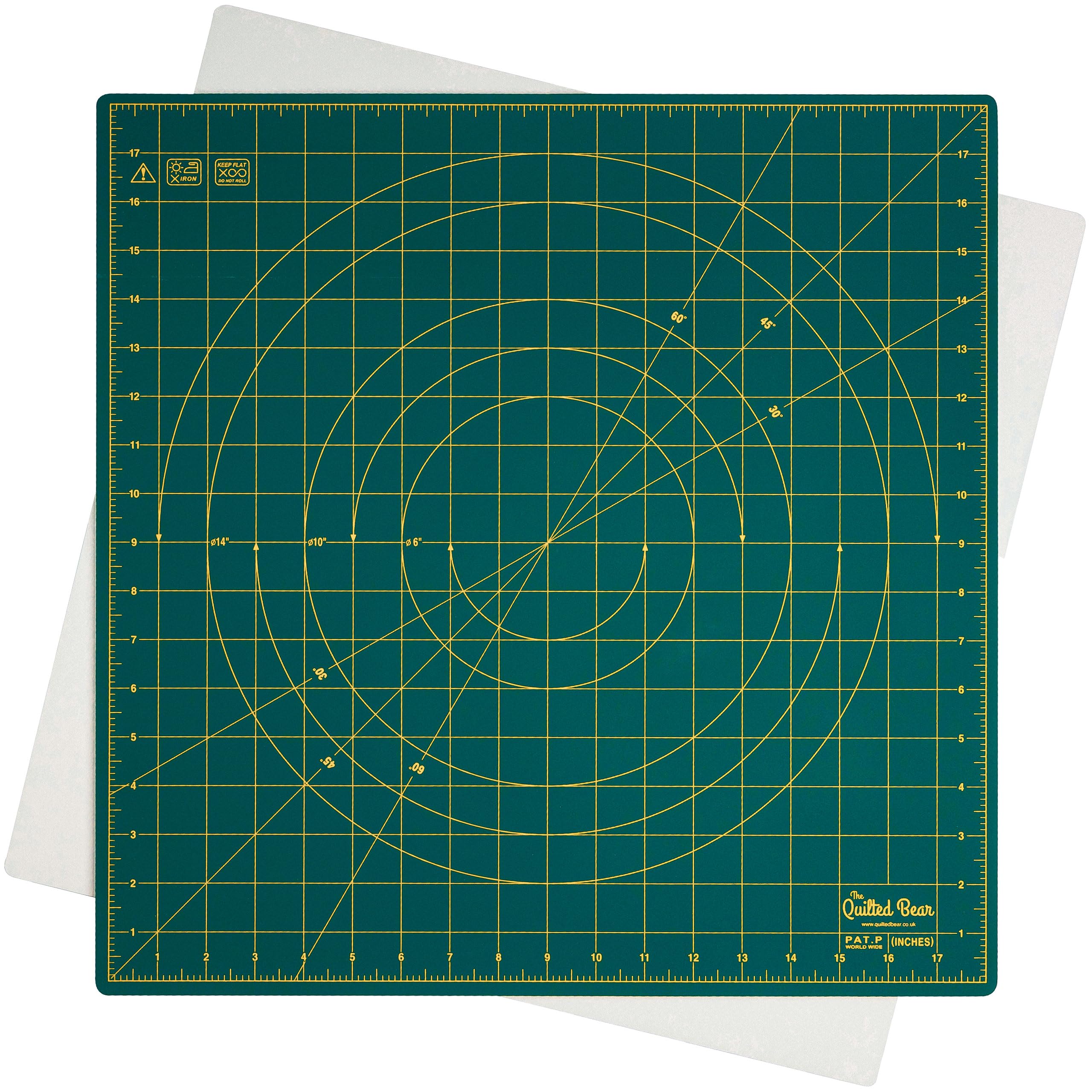 The Quilted Bear Rotating Cutting Mat 18" x 18" - Square 360° Rotating ...
