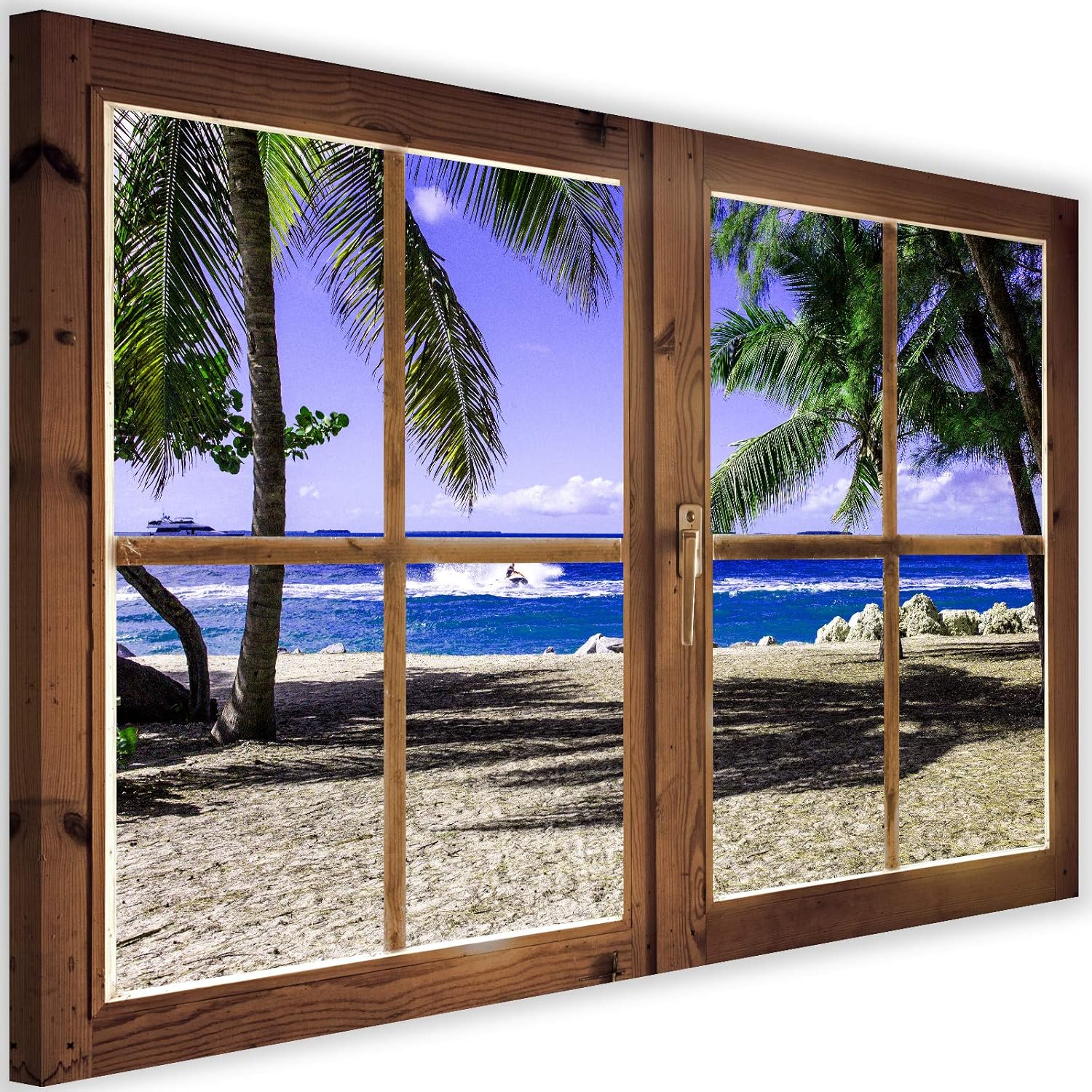 Wandbild Fenster 3D Illusion Kunstdruck Art Leinwandbild Stand Mehrfarbig 90x60 cm: Amazon.de ...