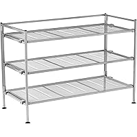 Seville Classics 3-Tier Iron Mesh Utility Shoe Rack, Satin Pewter ...