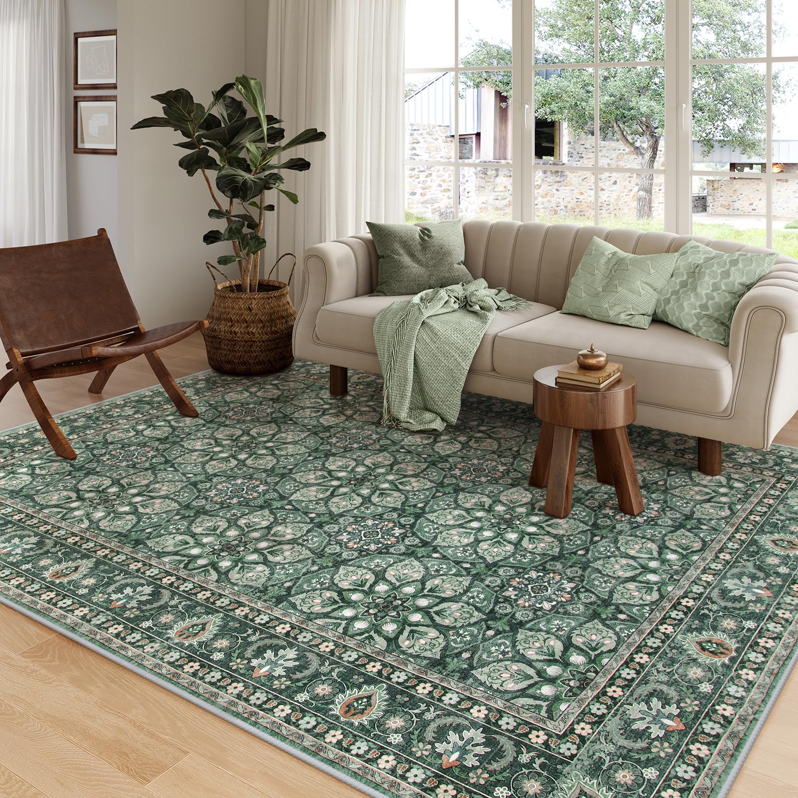Lahome 9x12 Area Rug,Large Green Rugs for Living Room,Soft Washable ...