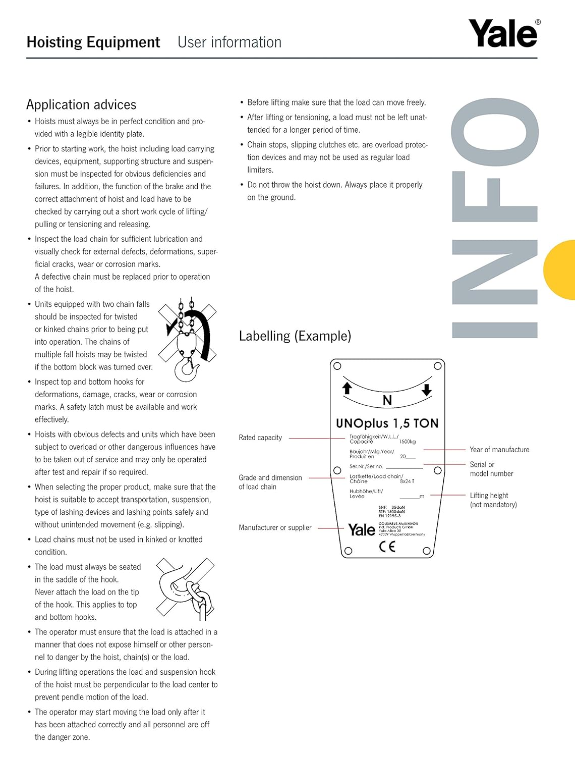 Yale VSIII 500kg 6m CB Hand Chain Hoist with Chain Bag, VSIII, 500 kg ...