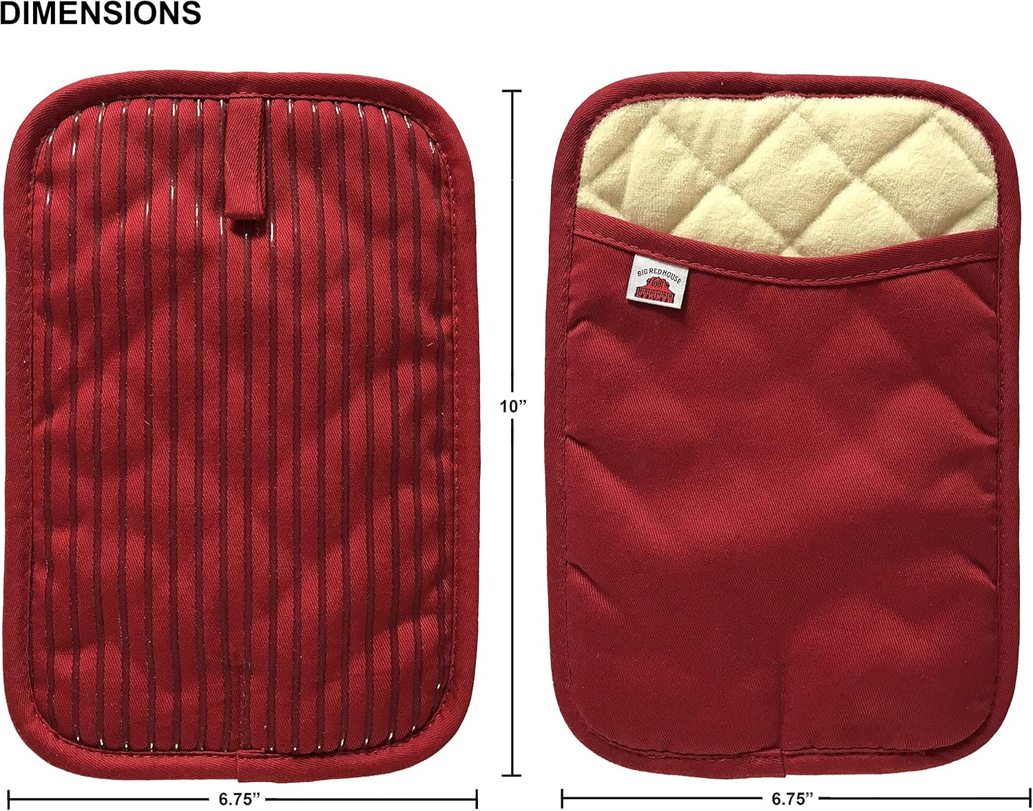 Big Red House Oven Gloves Set – 2 Silicone and Cotton Pot Holder Mitts ...