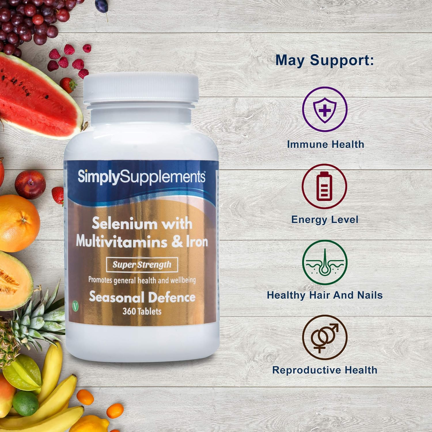 Selenium 220mcg with Multivitamins & Iron | 100% NRV | 360 Tablets ...