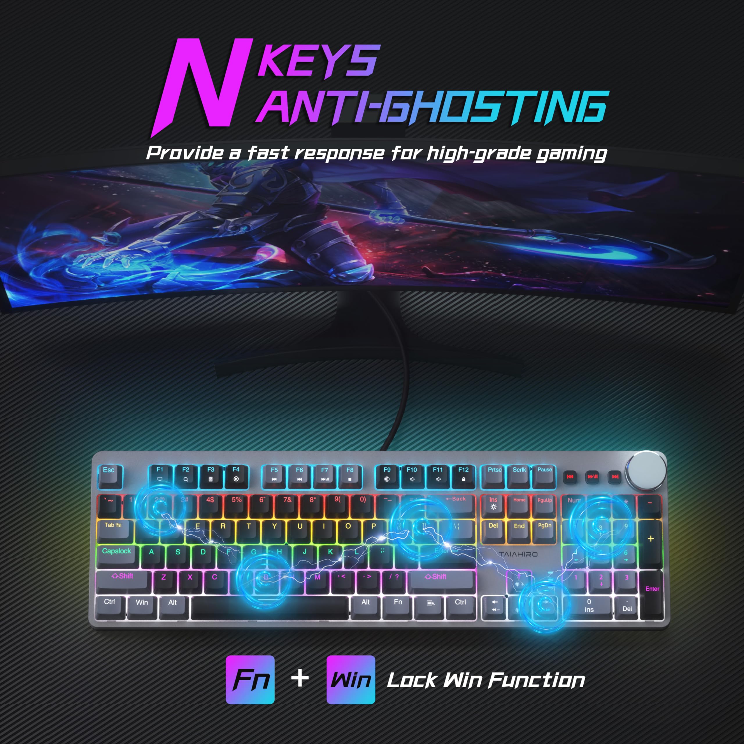 Mua Mechanical Gaming Keyboard, RGB Backlit 104 Keys Full Size Keyboard ...