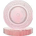 Amazon.com | Art Deco Vintage Crystal Pink Plates | Set of 6 | Unique ...