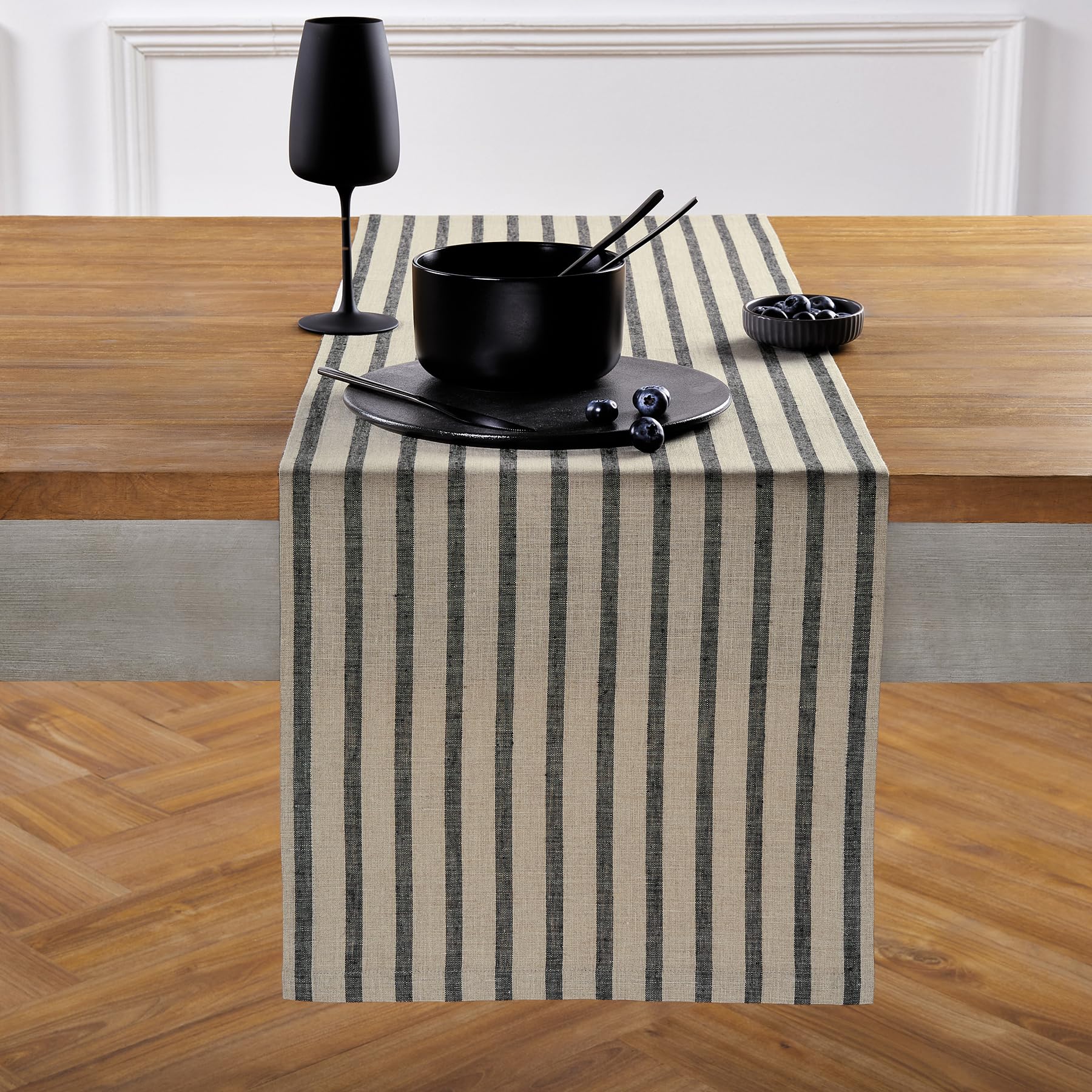 Solino Home Stripe Linen Table Runner 108 inches Long – 100% Pure Linen ...