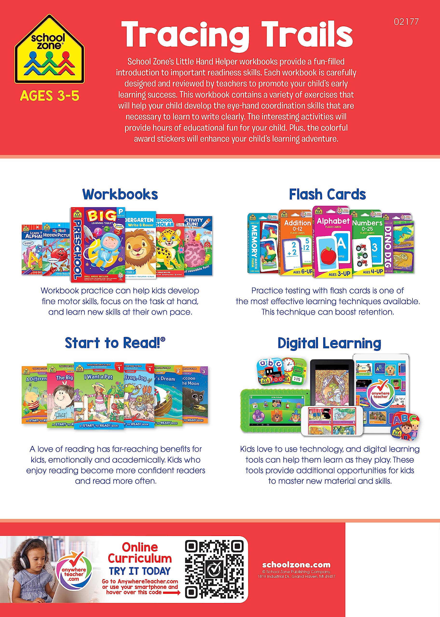 Mua School Zone - Tracing Trails Workbook - 32 Pages, Ages 3 to 5 ...