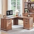 Amazon.com: RedLemon 60" Farmhouse L Shaped Executive Desk with Drawers ...
