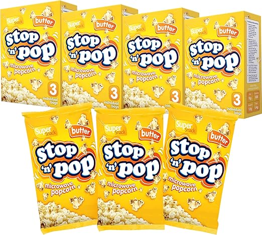 Stop n Pop Microwave Butter Popcorn 12 x 85g Pack | Whole Grain Kernels ...