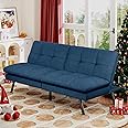 Amazon.com: AMICLIBER Convertible Futon Sofa Bed, Linen Fabric Futon Couch, Detachable Cushion ...