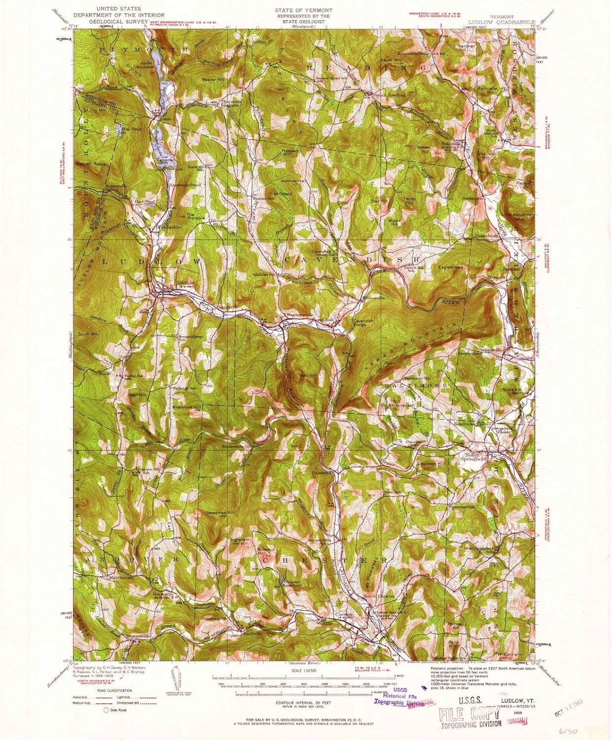 Amazon.com: 1929 Ludlow, VT - Vermont - USGS Historical Topographic Map ...